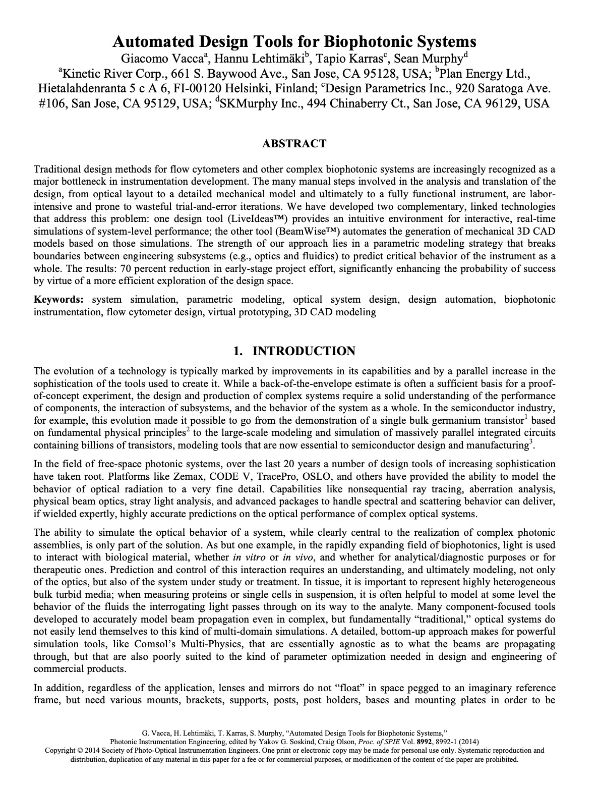 Automated Design Tools for Biophotonic Systems – Design Power